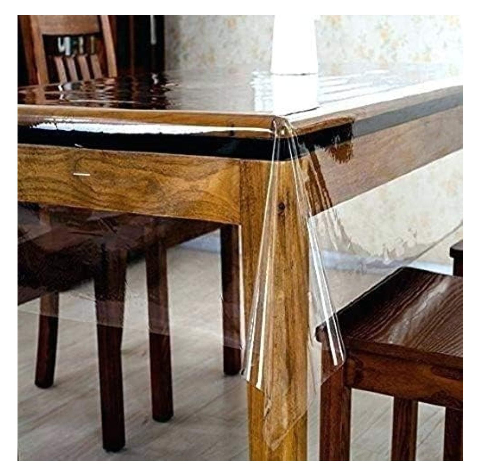 JepoIA Heavy-Duty 100% Vinyl Clear/Transparent Tablecloth TOP Cover ...