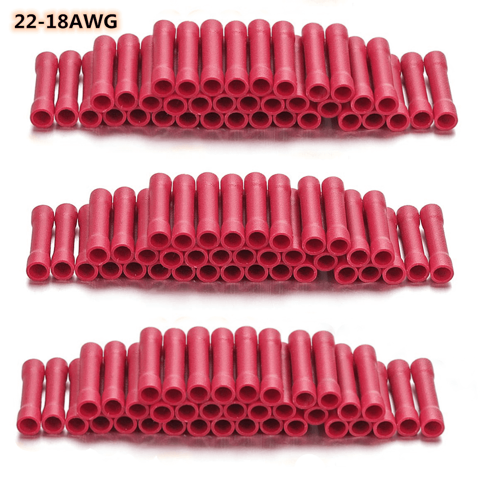 Jerbor 100 PCS Butt Splice Crimp Connectors Insulated Electrical ...