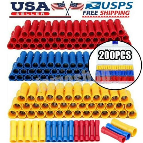 Jerbor 200 PCS Butt Splice Crimp Connectors Insulated Electrical ...