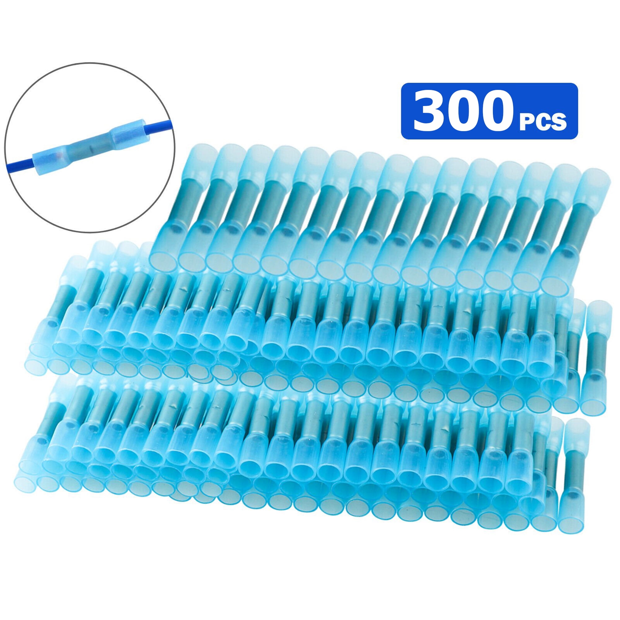 Jerbor 300Pcs 16-14 AWG Heat Shrink Butt Wire Splice Connector Crimp ...