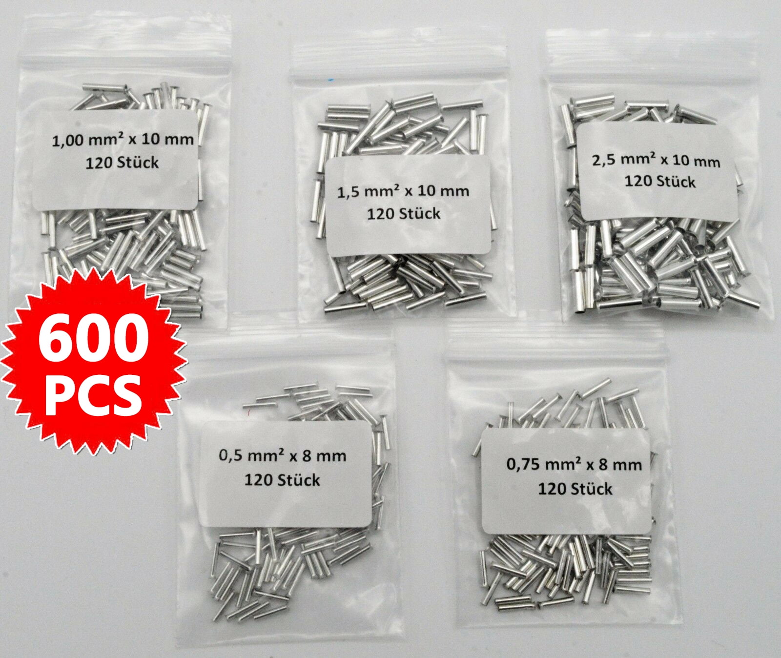 Jerbor 600pcs Copper Bare Wire Splice Terminals Uninsulated Butt ...