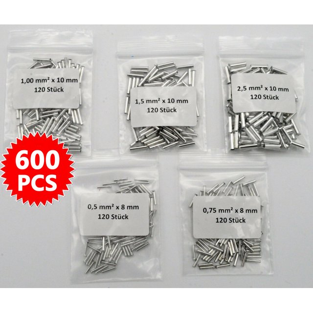 Jerbor 600pcs Copper Bare Wire Splice Terminals Uninsulated Butt ...