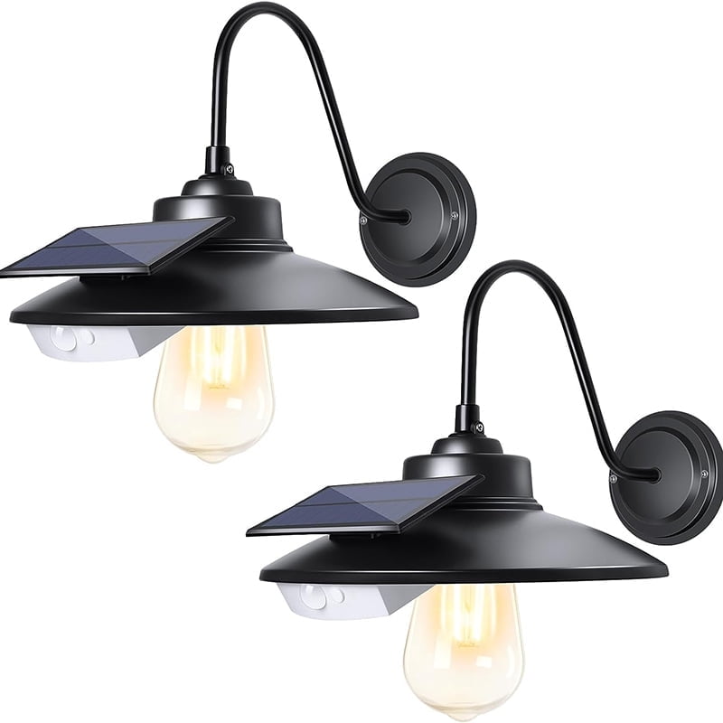 Jercoda 2 Packs Solar Barn Light, Arm Wall Lights, Industrial Black ...