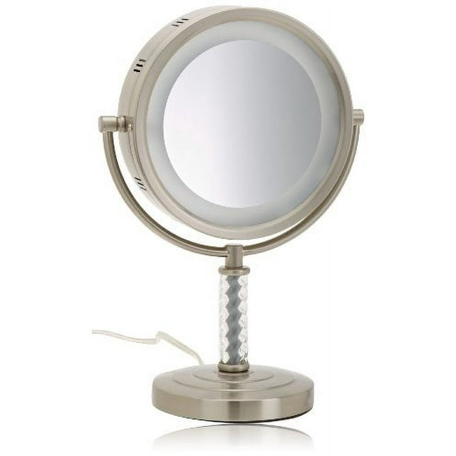 Jerdon 8 inch Diameter Lighted Makeup Mirror with 6X-1X Magnification ...