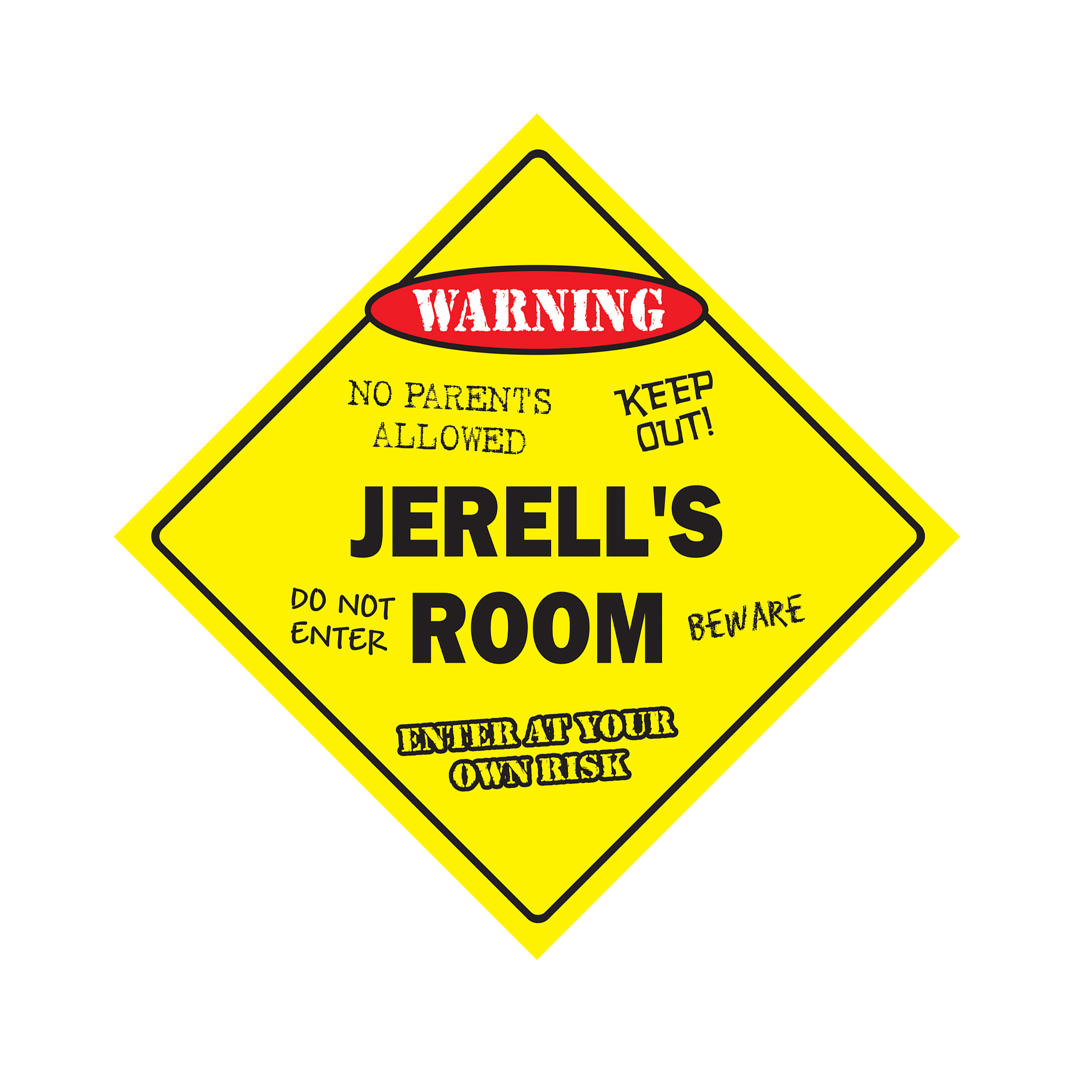 Jerell's Room Sign Crossing Zone Xing | Indoor/Outdoor | 20" Tall kids ...