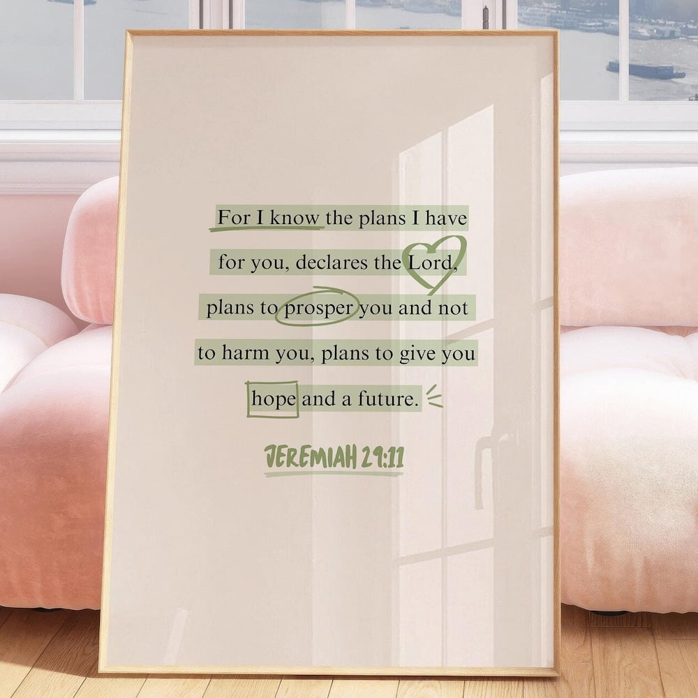 Jeremiah 29 11 Wall Art Christian Wall Art Sage Green Jesus Wall Art ...