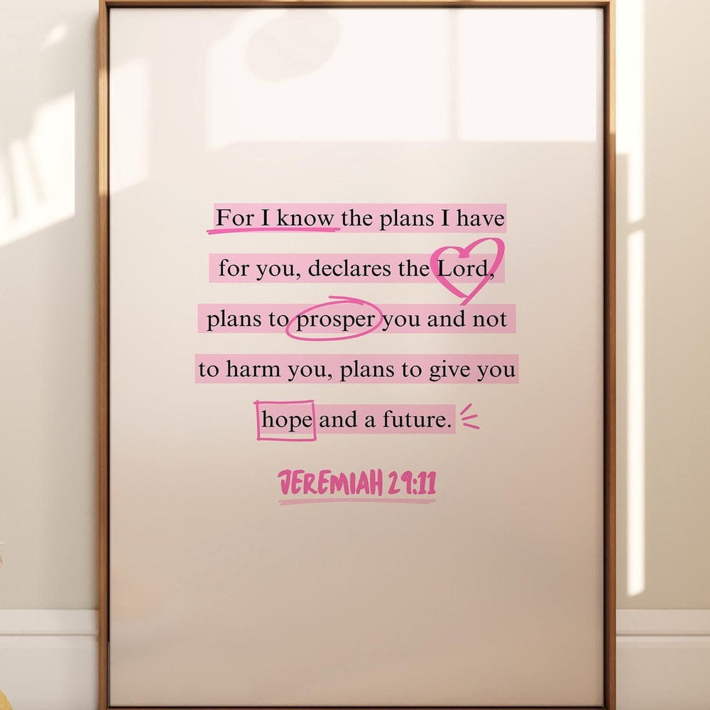 Jeremiah 29 11 Wall Art Pastel Pink Christian Wall Art Christian Bible ...