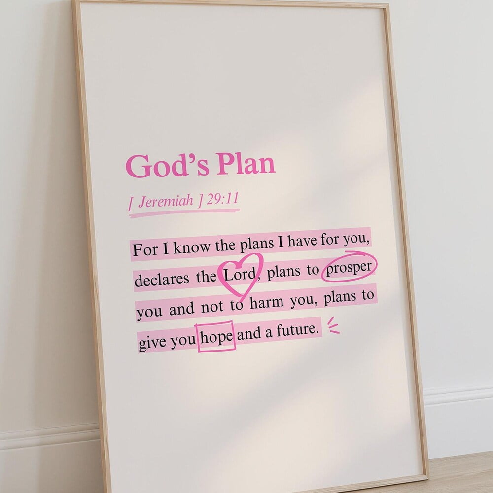 Jeremiah 29 11 Wall Art Pink Christian Wall Art Bible Verse Wall Art ...