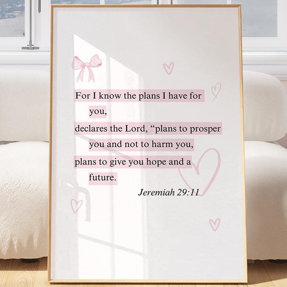 Jeremiah 29:11 Wall Art Pink Christian Wall Art Girly Bible Verses Girls Biblical Poster ...
