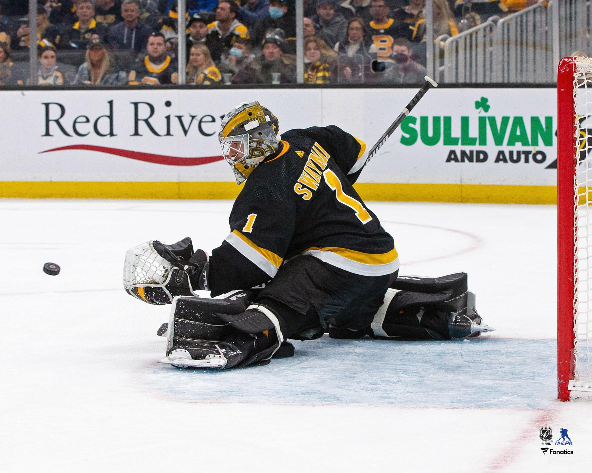Jeremy Swayman Boston Bruins Unsigned Makes a Save on Goal Photograph ...
