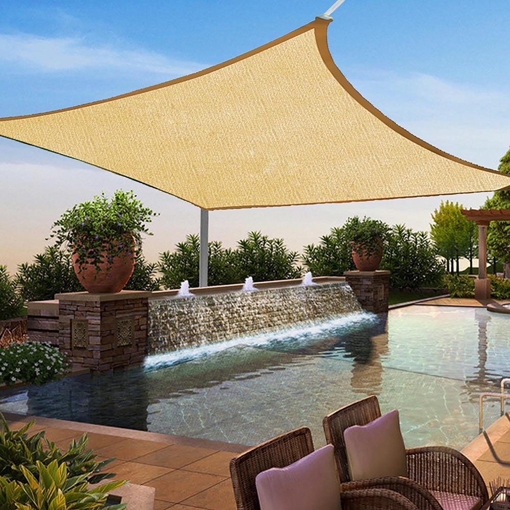 Jeremywell Heavy Duty Sun Shade Sail Canopy 16'x16', UV Block, 185GSM ...
