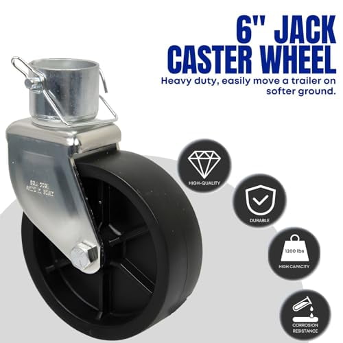 Jeremywell 6" Inch Trailer Swirl Jack Wheel Caster Replacement with Pin ...