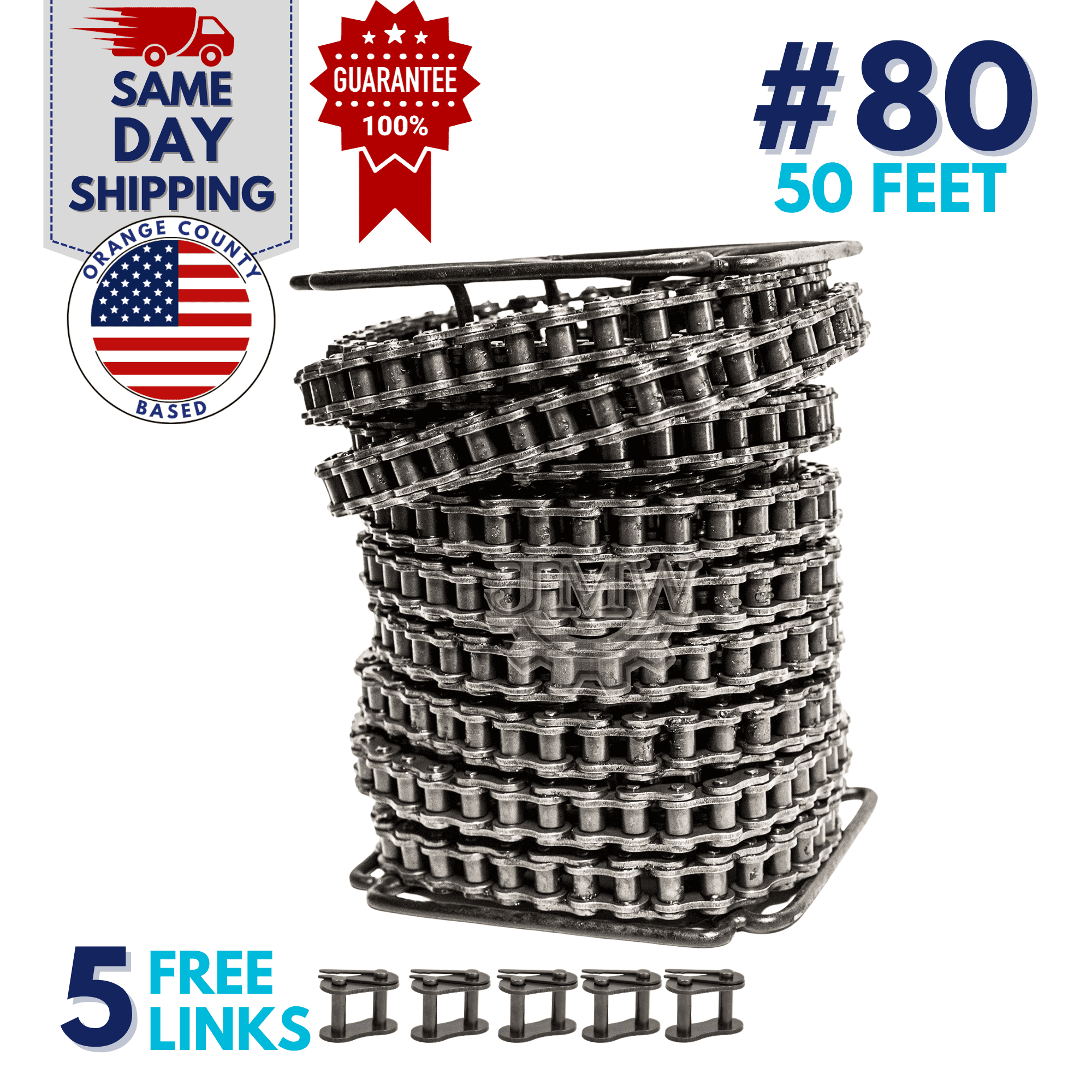 Jeremywell 80 Roller Chain 50 Feet with 5 Connecting Links - Walmart.com