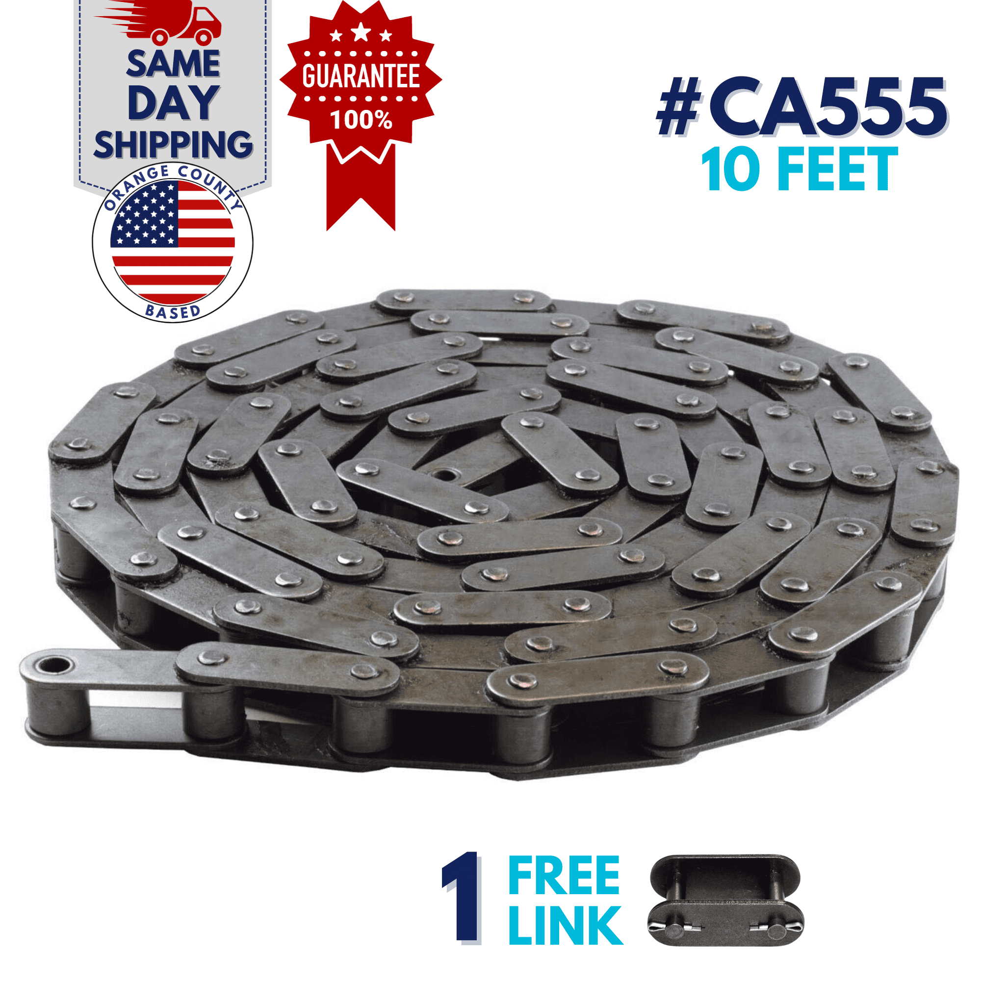 Jeremywell CA555 Agricultural Conveyor Roller Chain 10FT with 1 ...
