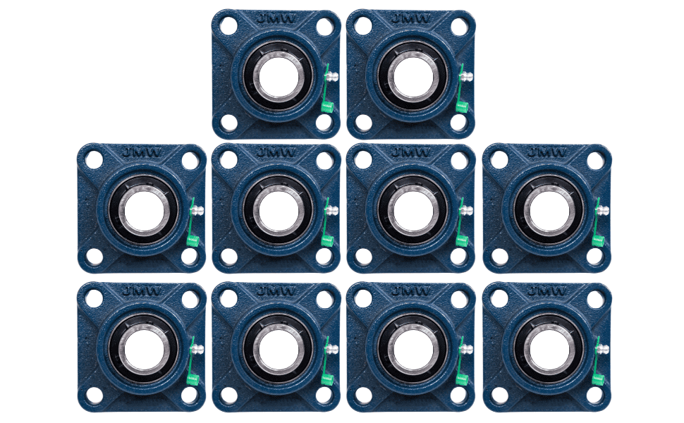 Jeremywell UCF204-12 Pillow Block Bearing (10 Pack), 3/4 inch Bore, Square, 4-Bolt Flange ...