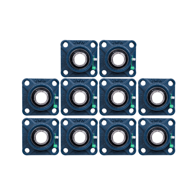 Jeremywell UCF210-32 Pillow Block Bearing (10 Pack), 2 inch Bore, 4-Bolt Flange Mounted, Solid ...