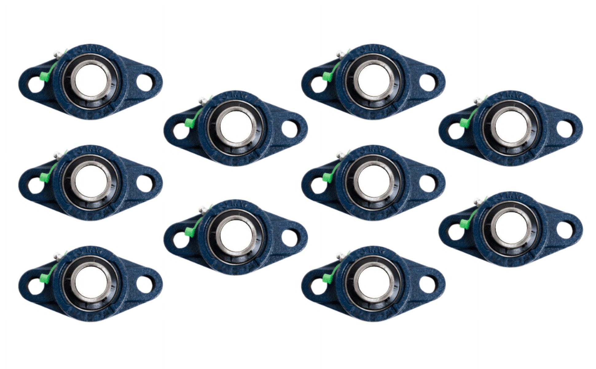 Jeremywell UCFL201-8 Pillow Block Bearing (10 Pack), 1/2 inch Bore, 2-Bolt Flange Mounted, Solid ...