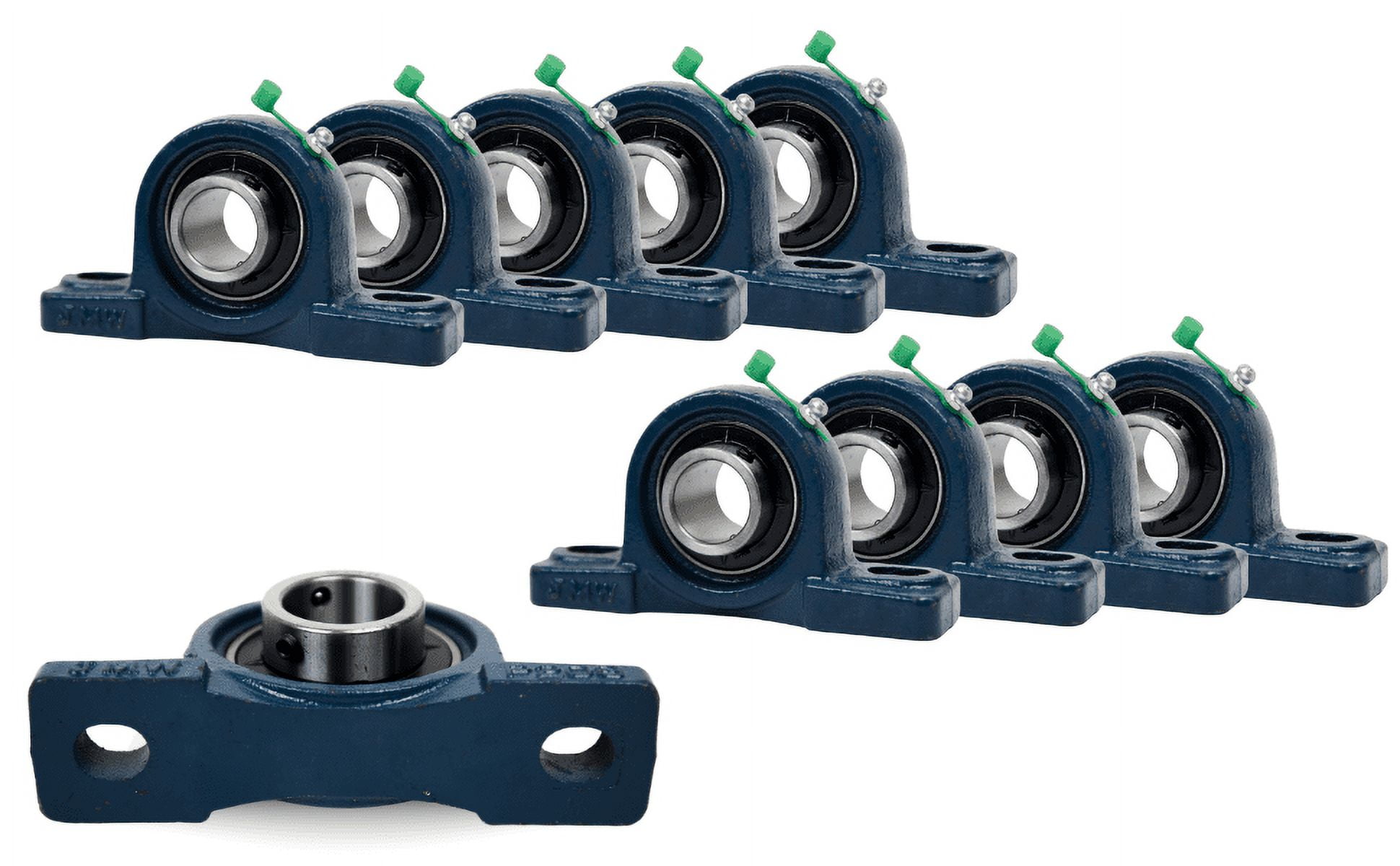 Jeremywell UCP201-8 Pillow Block Bearing (10 Pack), 1/2 inch Bore, 2 Bolt Flange Mounted, Solid ...