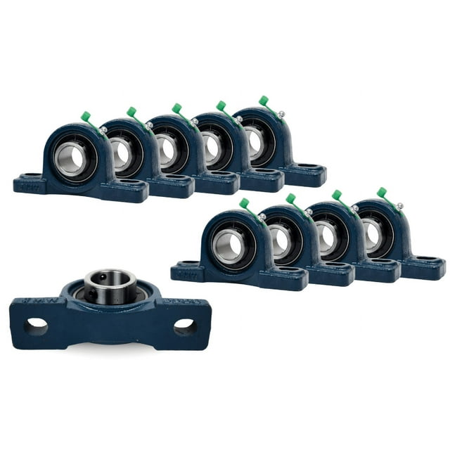 Jeremywell UCP204-12 Pillow Block Bearing (10 Pack), 3/4 inch Bore, 2 Bolt Flange Mounted, Solid ...