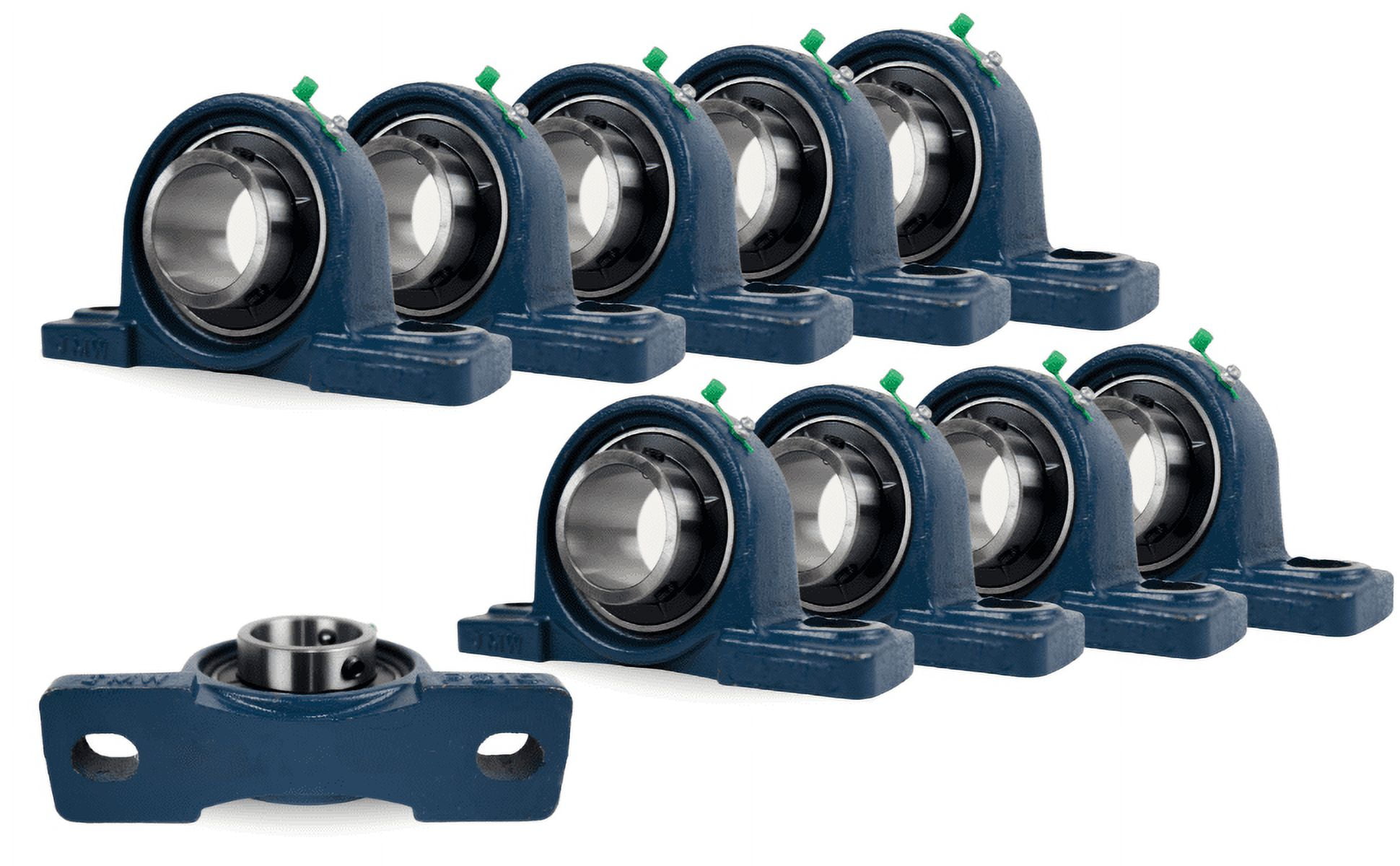 Jeremywell UCP207-20 Pillow Block Bearing (10 Pack), 1-1/4 inch Bore, 2 Bolt Flange Mounted ...