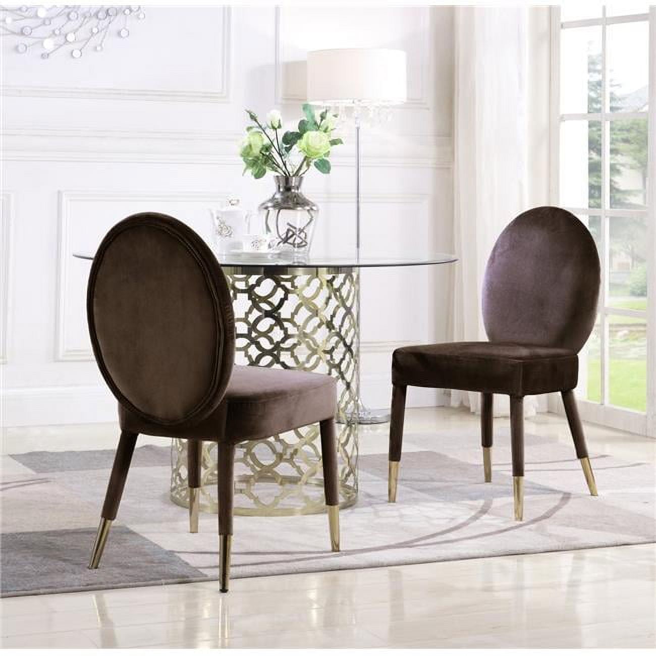 Jerett Dining Chair Upholstered Oval Back Armless Design Velvet Wrapped ...