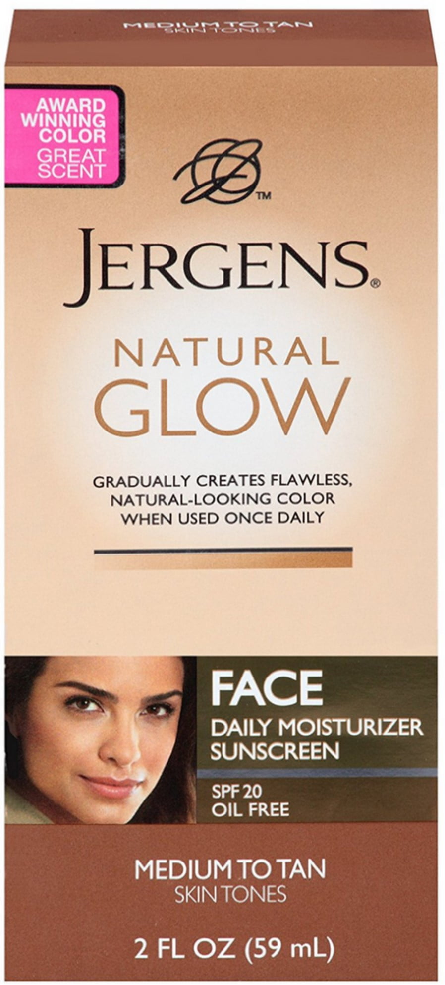 Jergens Natural Glow Daily Facial Moisturizer SPF 20, Medium To Tan ...