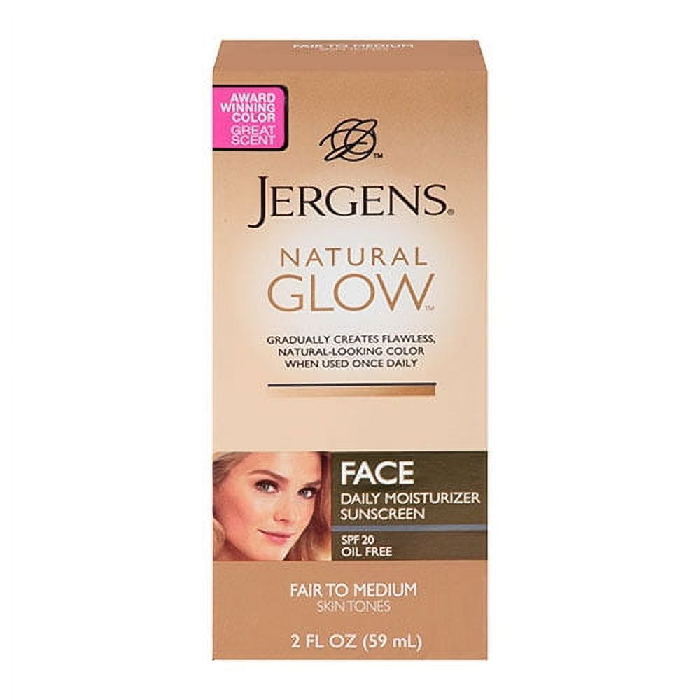 Jergens Natural Glow Face Moisturizer with SPF 20, Self Tanner for Fair ...