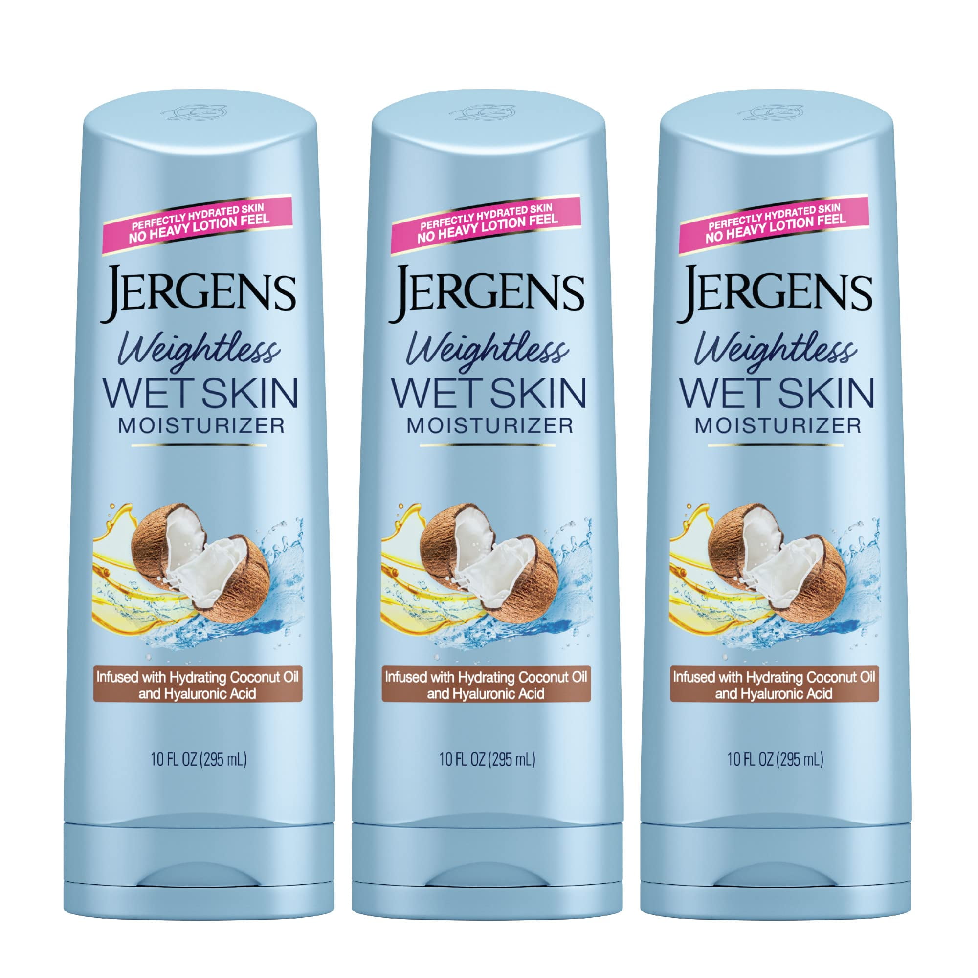 Jergens Wet Skin Body Moisturizer, Coconut Oil Lotion, In Shower Hydrating for Dry Skin, 10 Fl ...