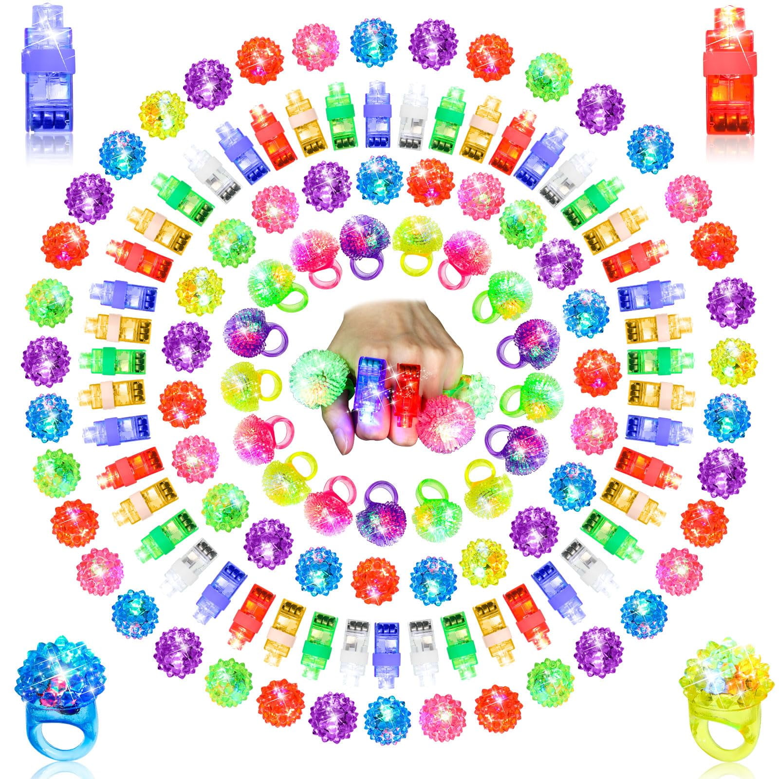 Jerify 150 Pcs Light up Rings BSL1 Bulk Kids LED Finger Lights Toys ...