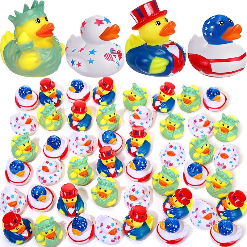 Jerify 24 Pcs 2 Inch Patriotic Rubber Ducks Summer Small Shower Float ...