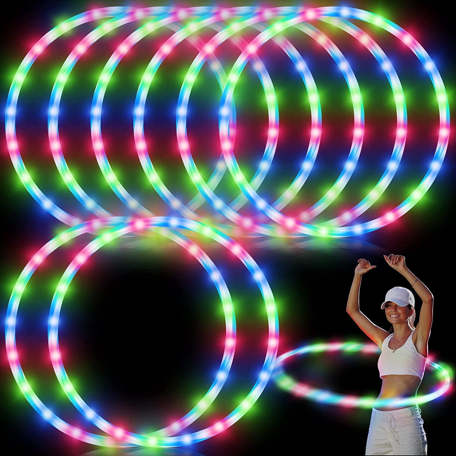 Jerify 8 Pack 36 Inch LED Light up Hoop for Kids Adults Children ...