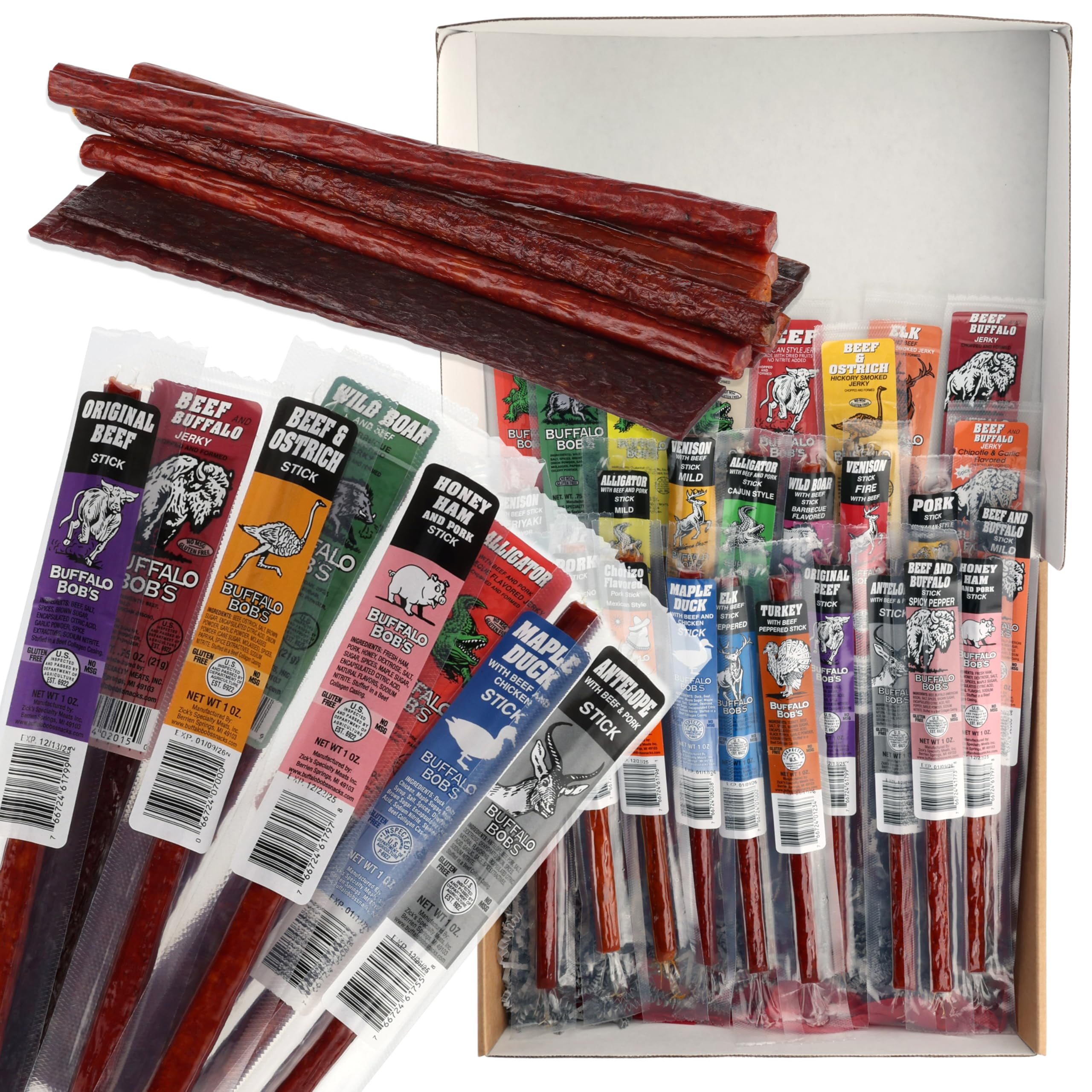 Jerky Dynasty The Ultimate DMF15 27-Piece Exotic Jerky with Gift Box - Buffalo Bob's Wild Game ...