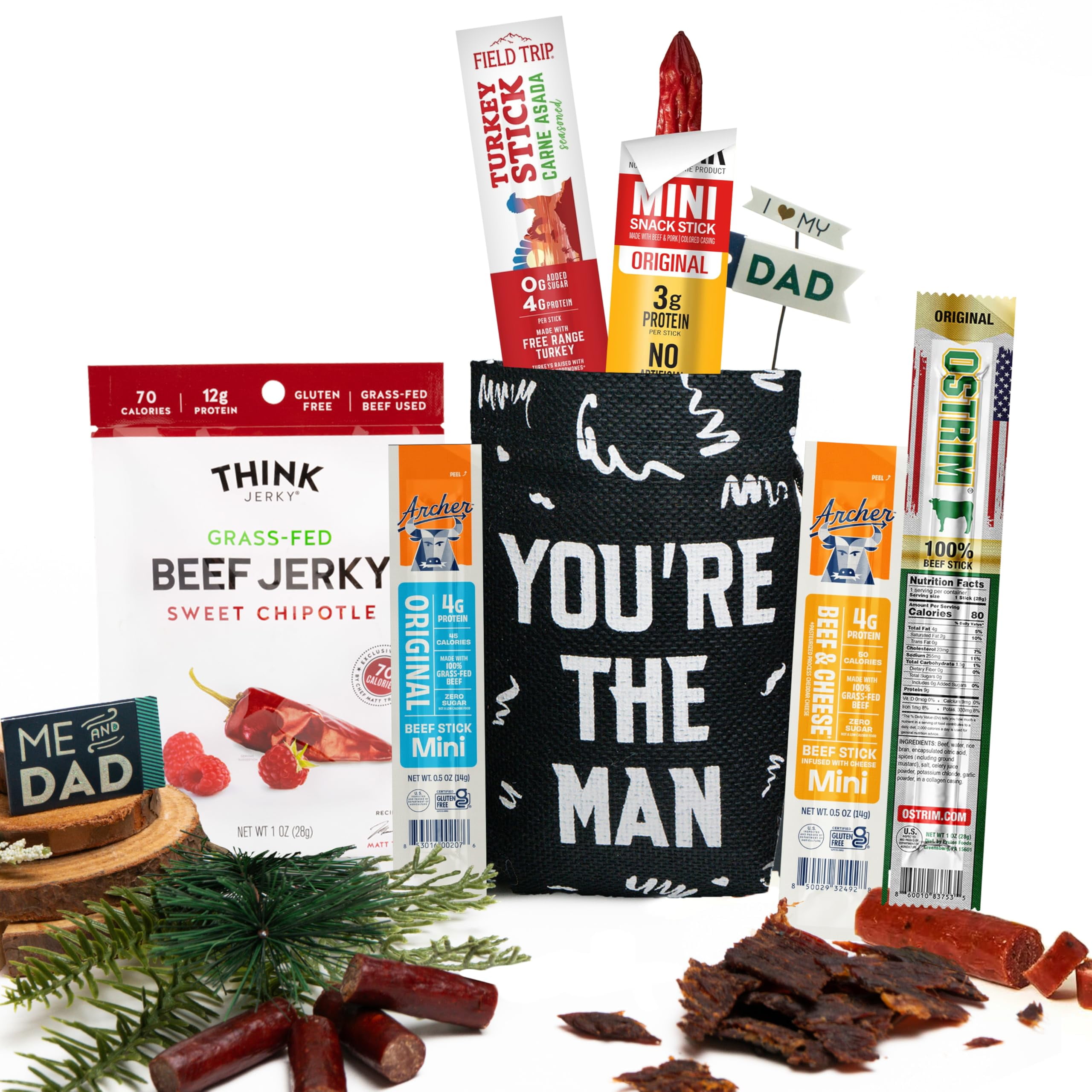 Jerky Gift Bag - BDF32 Exotic Jerky Variety Pack in Fun You're the Man Bag - Gifts for Men Who ...