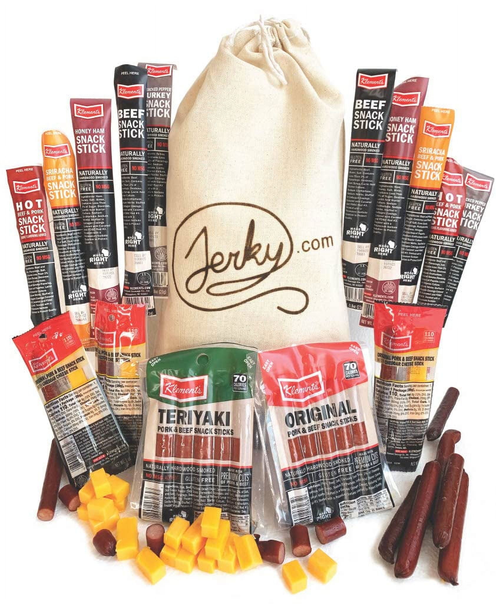 Jerky Gift Basket - 26pc Jerky Variety Pack of Beef, Pork, Turkey & Ham ...