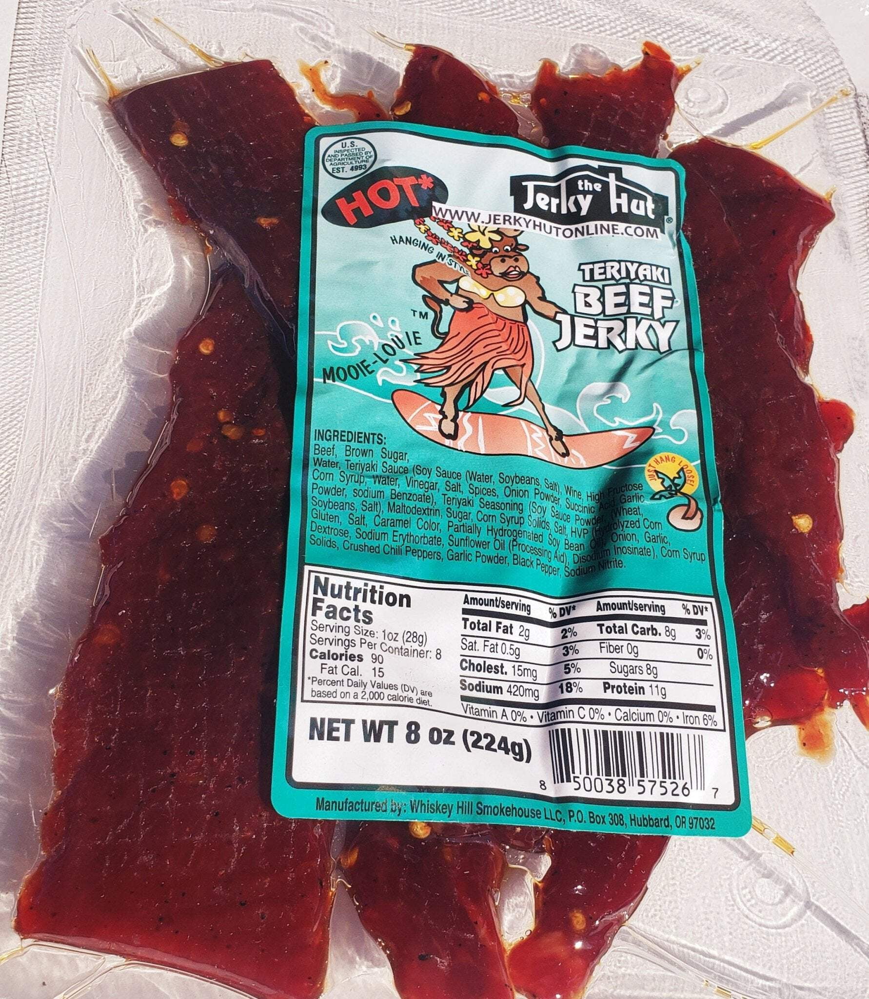 Jerky Hut | Hot Teriyaki (Mooie-Louie) -- (8 oz) - Walmart.com