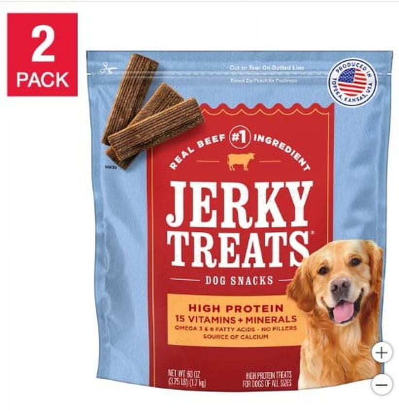 Jerky Treats American Beef Dog Jerky Snacks, 60 oz 2-Count, High ...