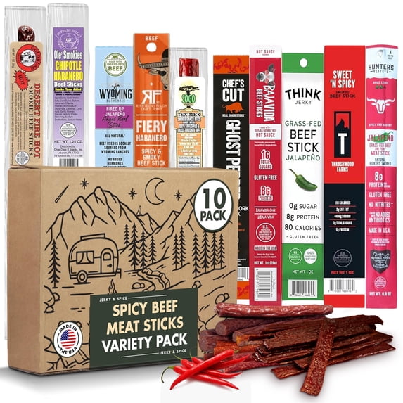 Jerky-n-Spice Premium Spicy Meat BCF26 Sticks Gift Box Count) | Beef ...