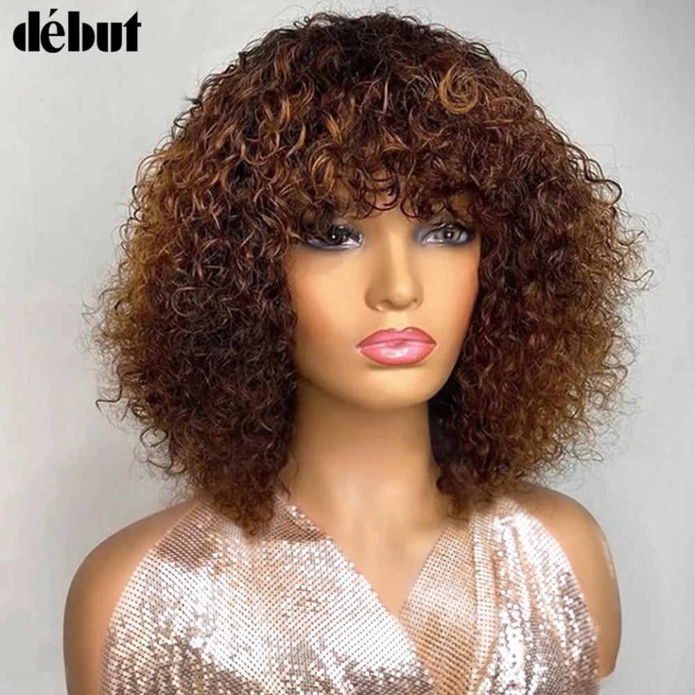 Jerry Curly Short Pixie Bob Cut Human Hair Wigs With Bangs For Women ...