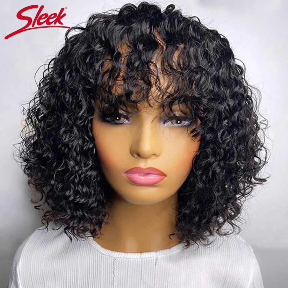Jerry Curly Short Pixie Bob Cut Human Hair Wigs With BangsGlueless Wig ...