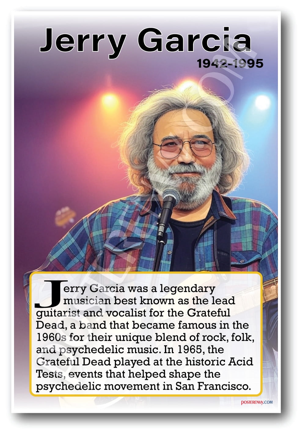 Jerry Garcia - Musician - Biography Poster 18 x 12 inch - Walmart.com