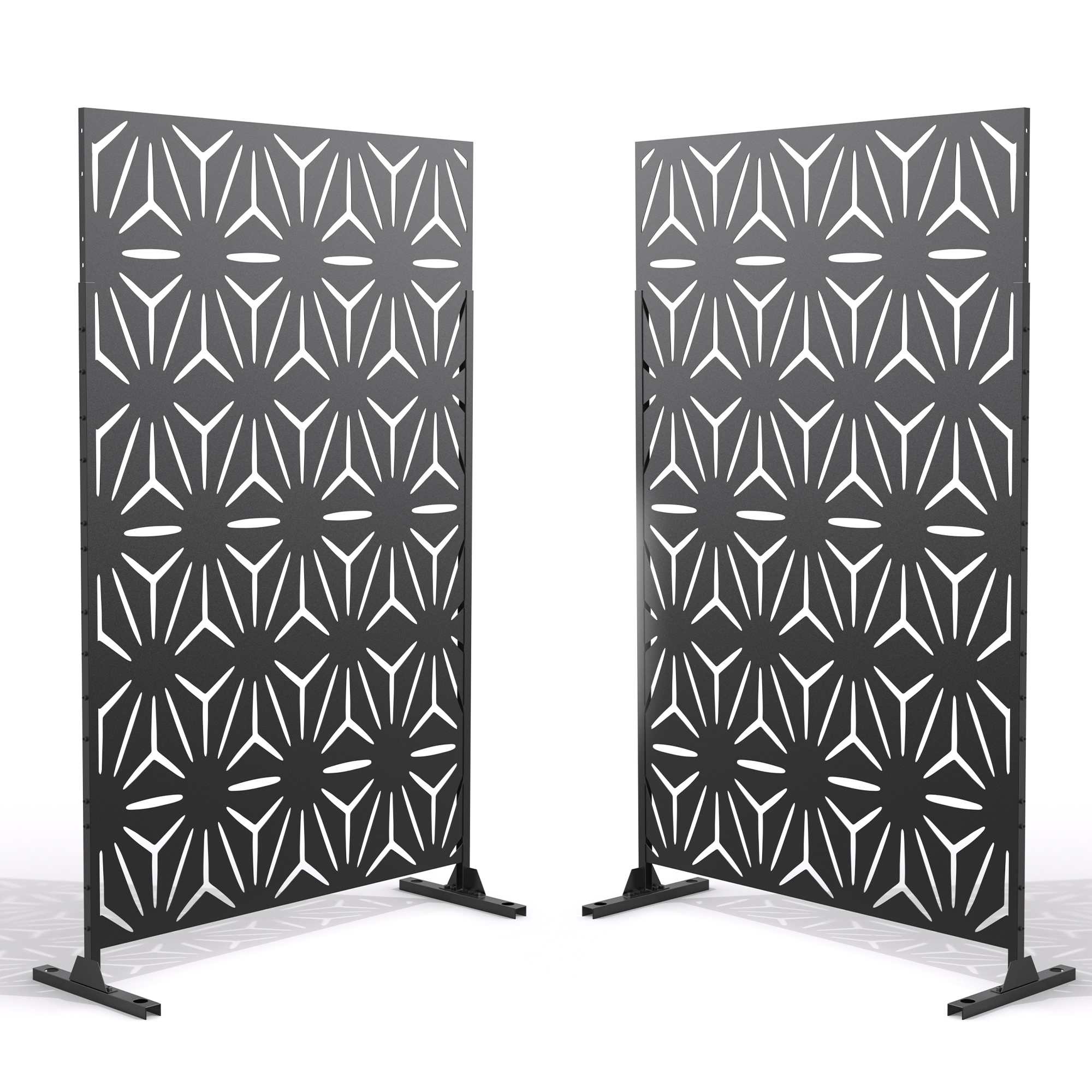 Jerry Guo 05 Black Metal Outdoor Panel Privacy Screens (2 Count ...