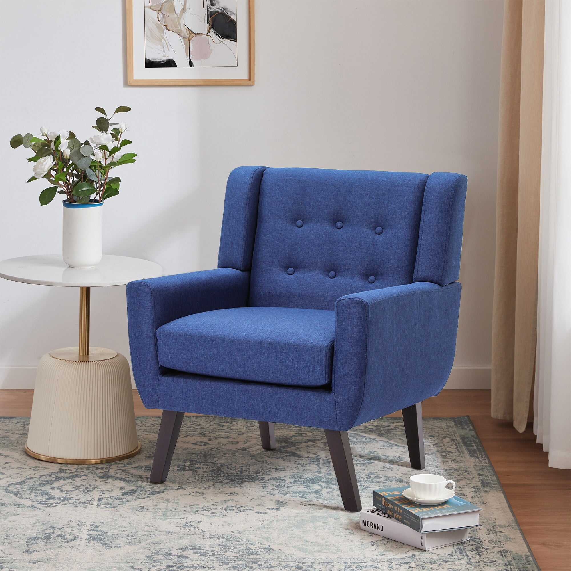 Jerry Guo Arm Chair Morden Linen Upholstered Accent Chair Living Room ...