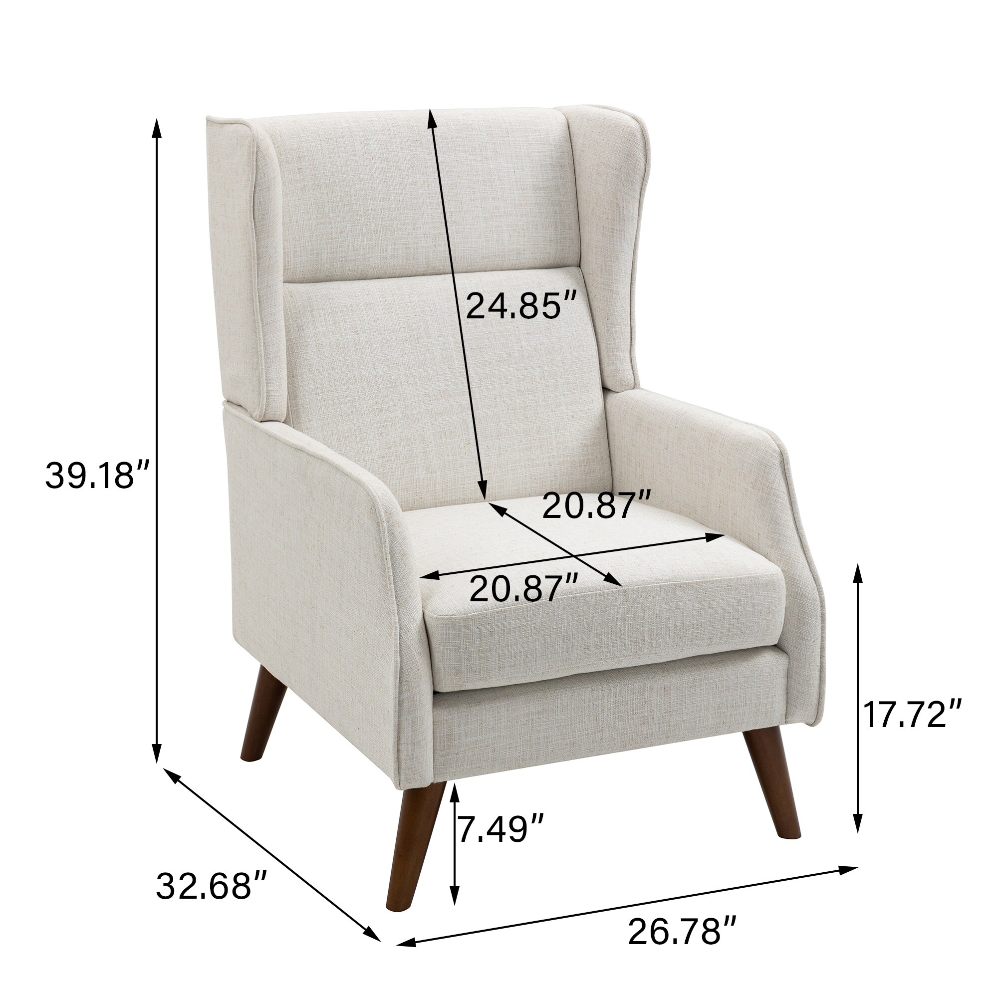 Jerry Guo Cotton Linen Accent Chair with Wood Legs Beige - Walmart.com