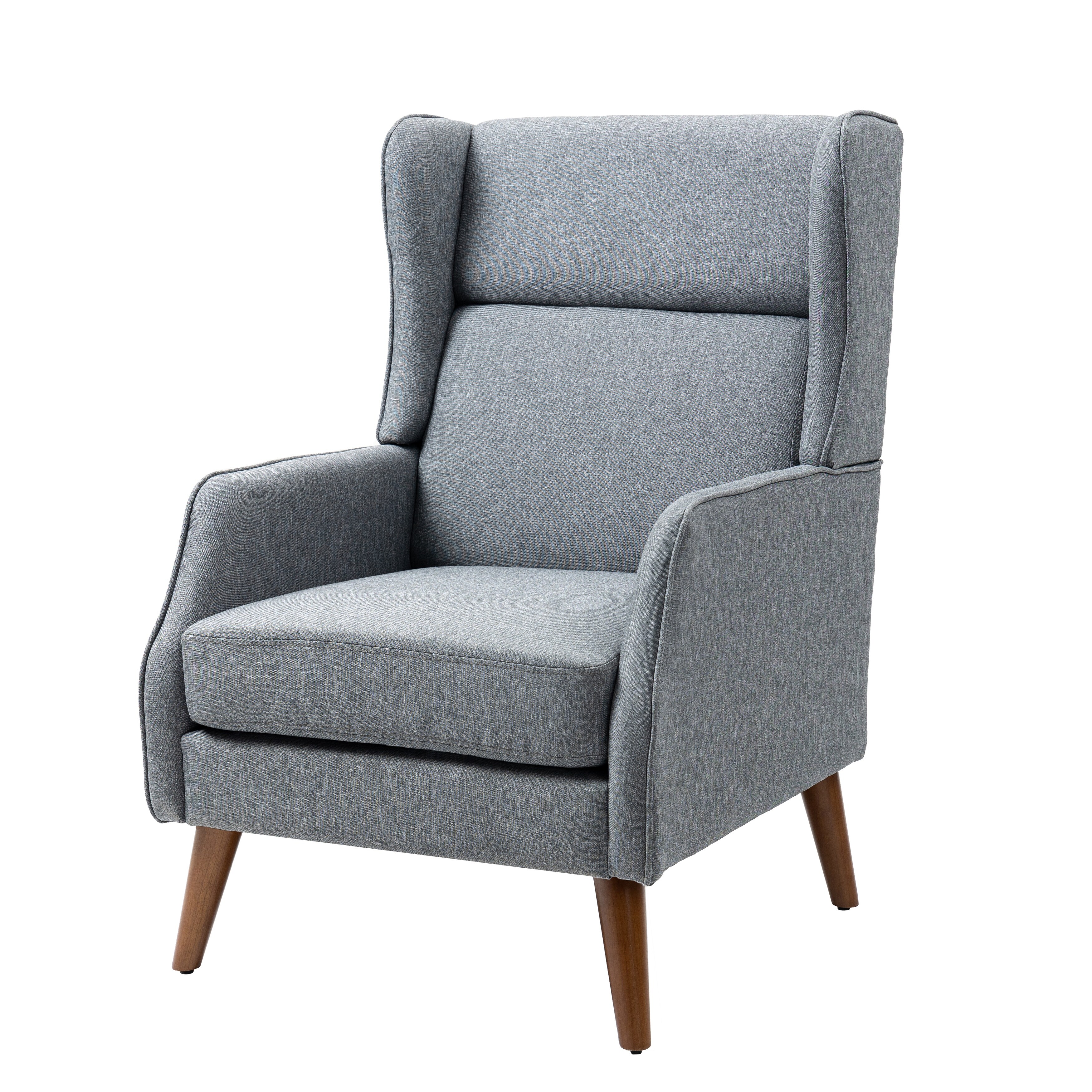 Jerry Guo Cotton Linen Accent Chair with Wood Legs Dark Grey - Walmart.com