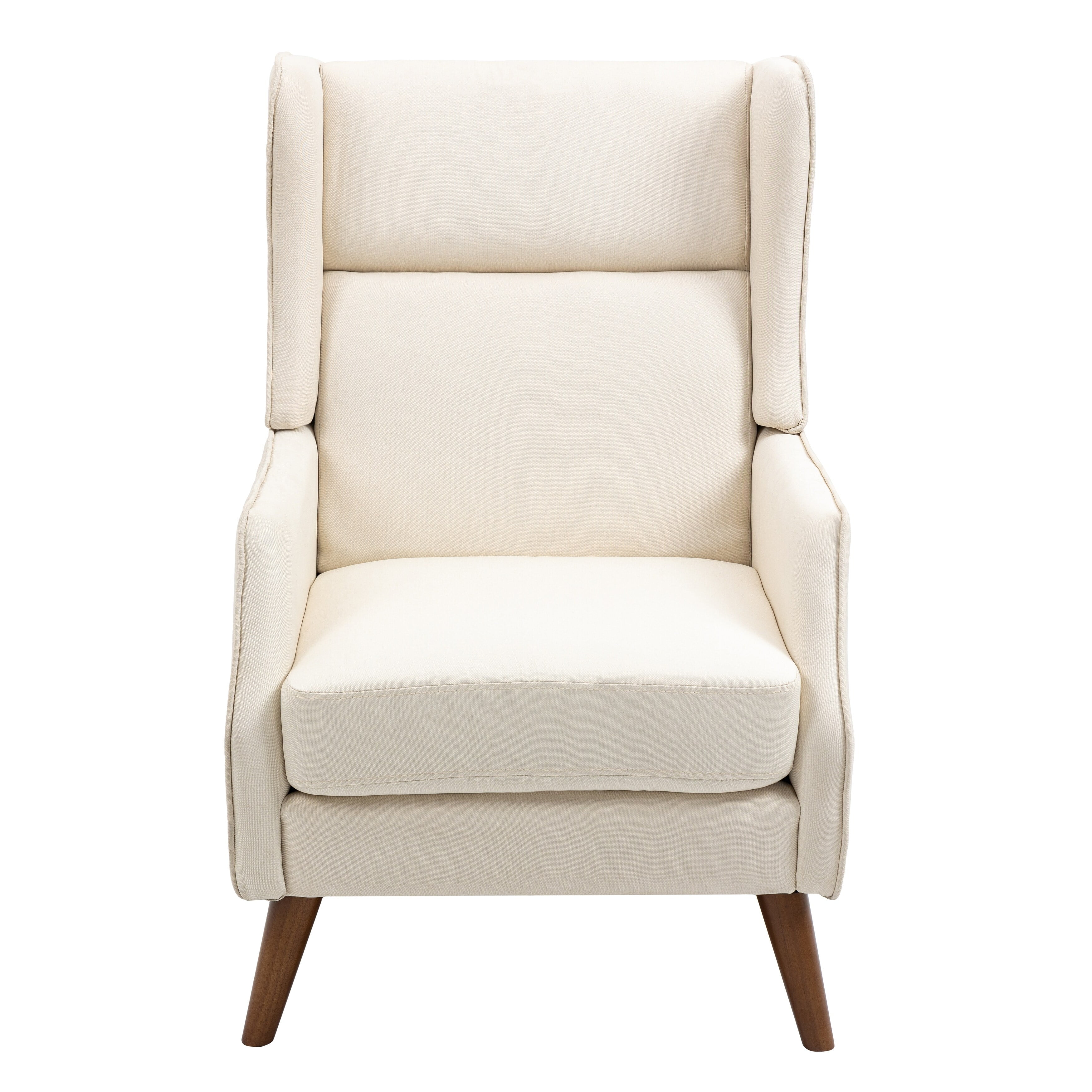 Jerry Guo Cotton Linen Accent Chair with Wood Legs White-2Set - Walmart.com