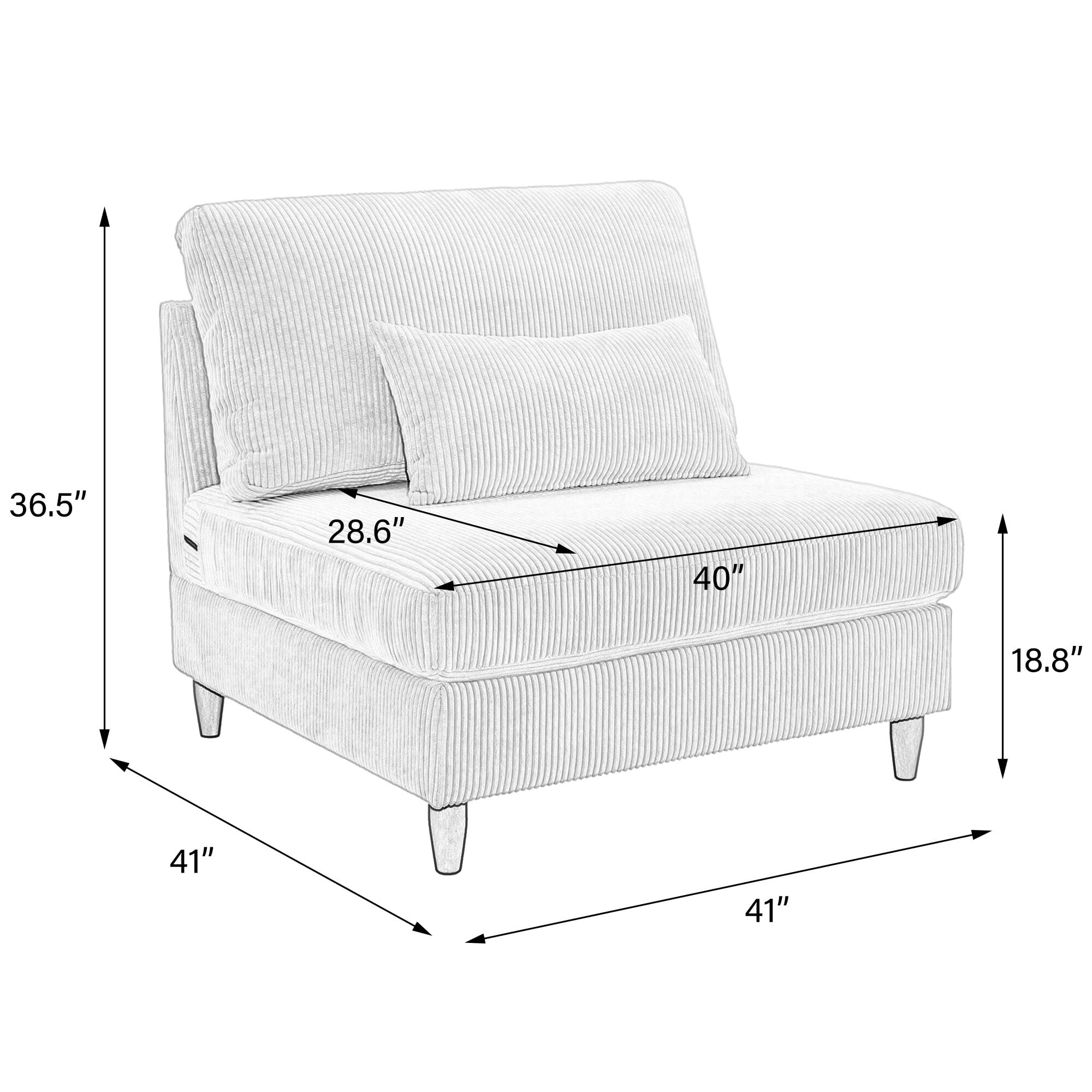 Jerry Guo Free Combination Multi-Shaped Corduroy Sofa Modular Armless ...