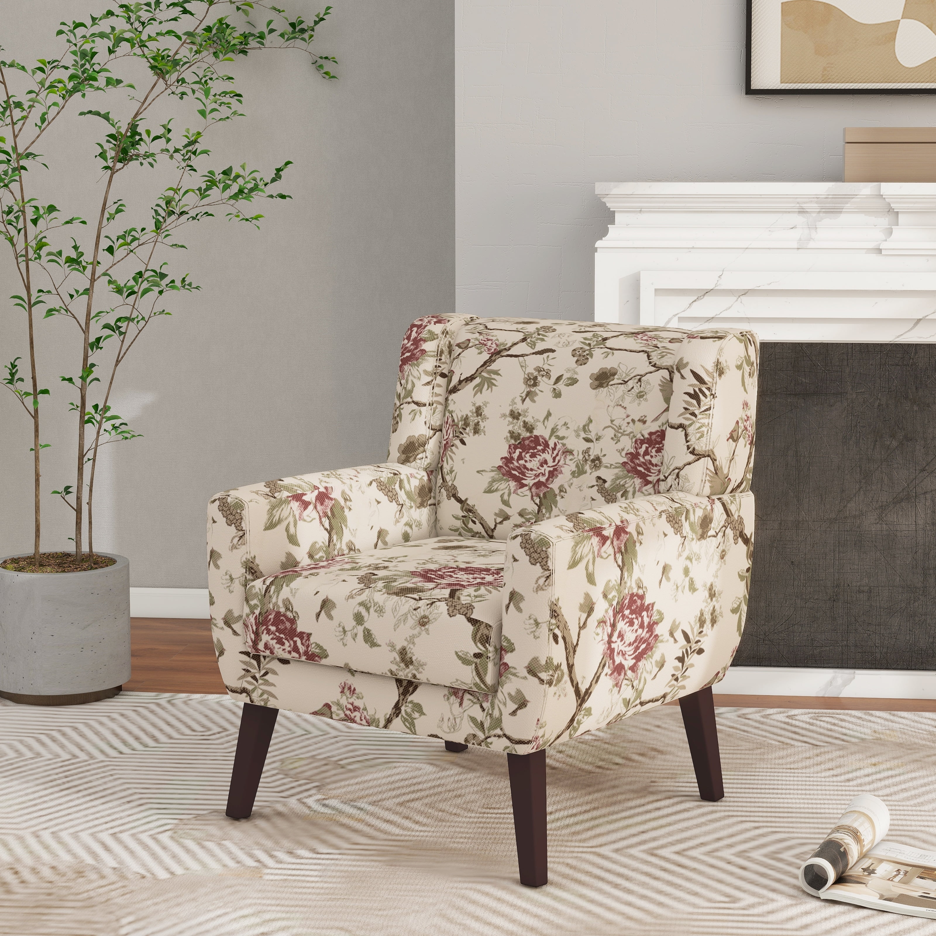 Lumibee Modern Tufted Faux Leather Upholstered Armchair Linen Accent ...