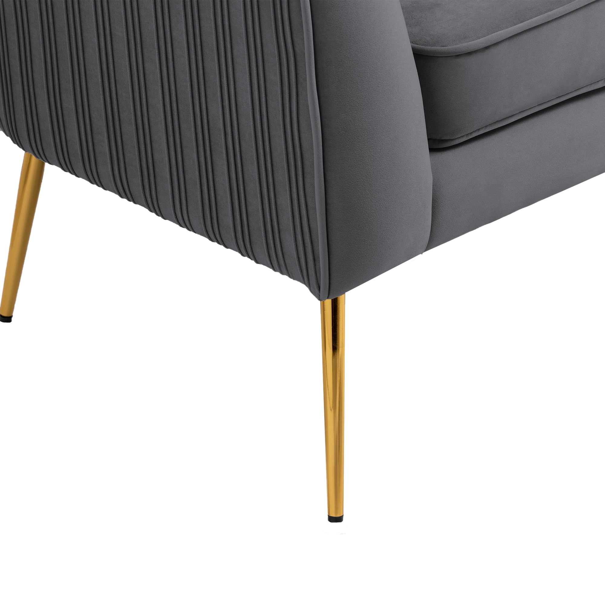 Jerry Guo Velvet Shell Shaped Chair with Gold Tone Legs Grey - Walmart.com