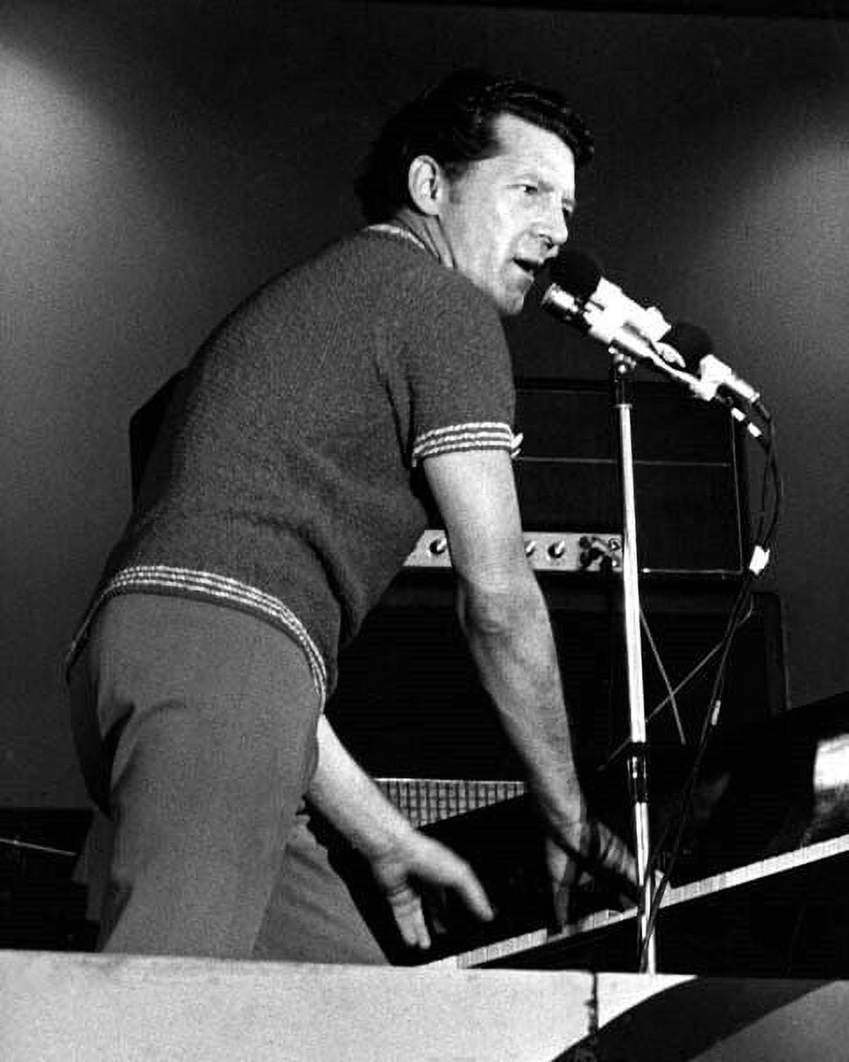 Jerry Lee Lewis on stage 1970's standing playing piano & singing 4x6 ...