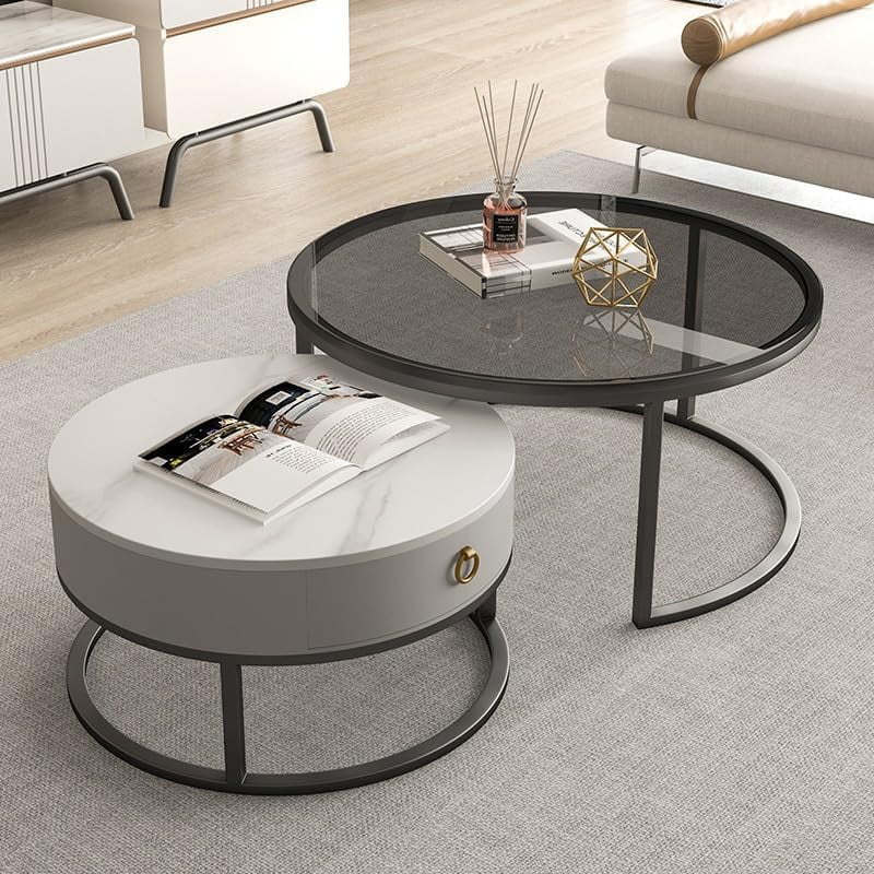 Jerry & Maggie Ø 27.5" Tempered Glass Coffee Tables for Living Room ...